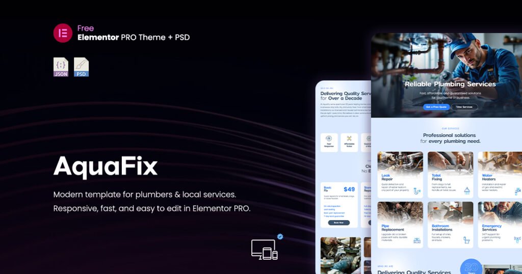 AquaFix – Free Elementor PRO Template for Plumbers | dmiladinovic.com